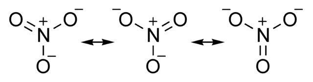 El ion nitrato tiene tres formas resonantes que estabilizan su carga ...